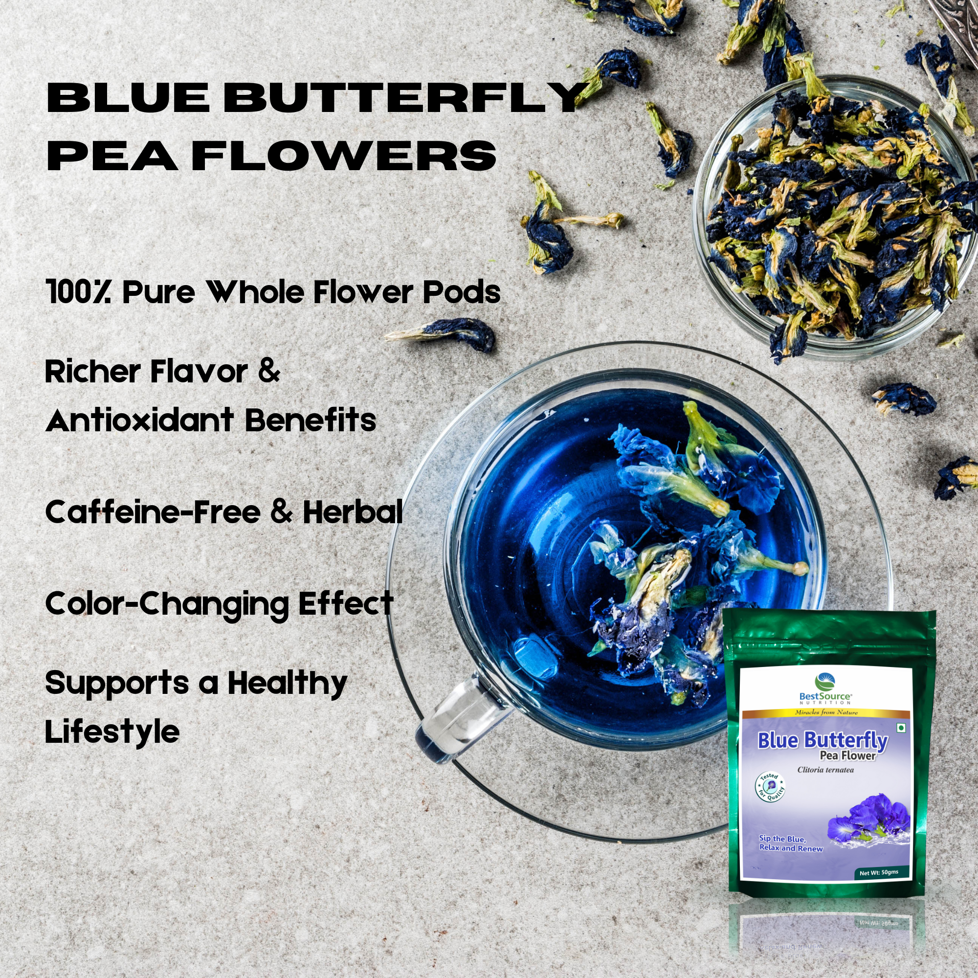 Butterfly Pea Flower Blue Tea for Relaxation & Daily Wellness | Herbal ...